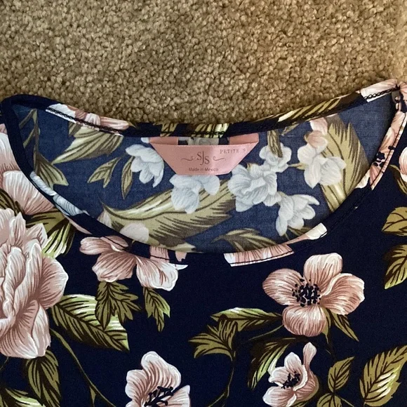 SJS | Dresses | Sjs Navy Blue With Pink And Blue Floral Details Tent ...